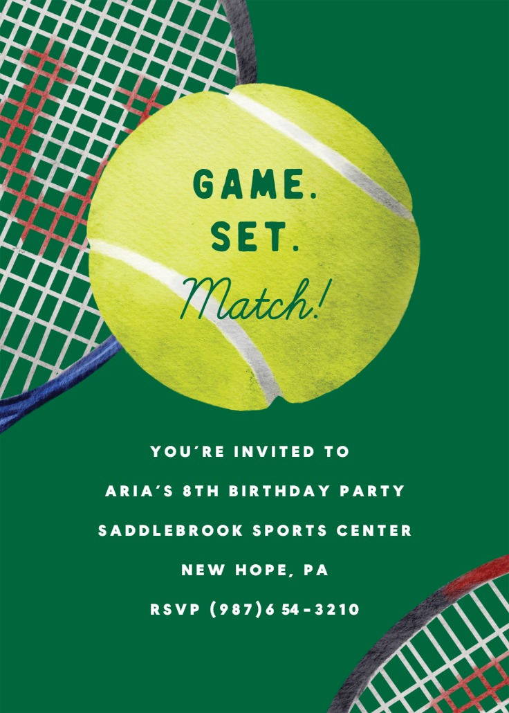 Tennis birthday - Birthday Invitation Template (Free) | Greetings Island