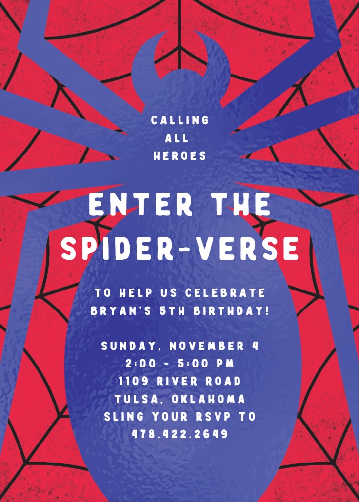 Spiderverse Photo - Birthday Invitation Template | Greetings Island
