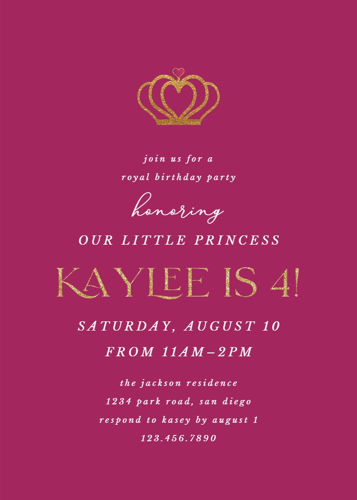 The Royal Crown - Birthday Invitation Template (Free) | Greetings Island