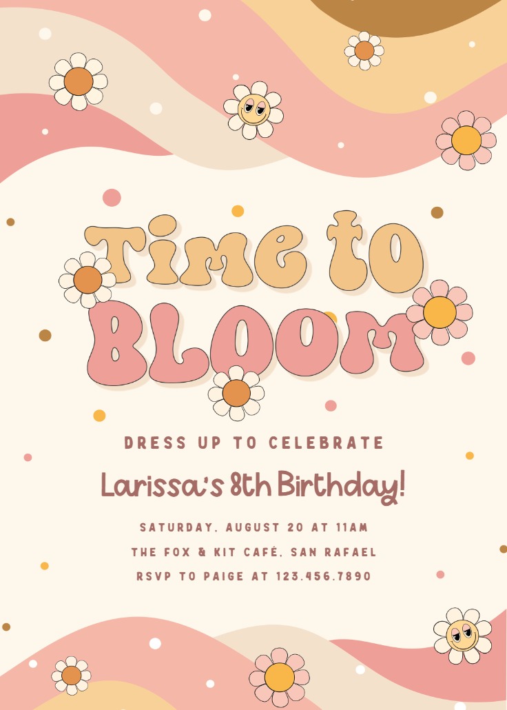Time to bloom - Birthday Invitation Template (Free) | Greetings Island