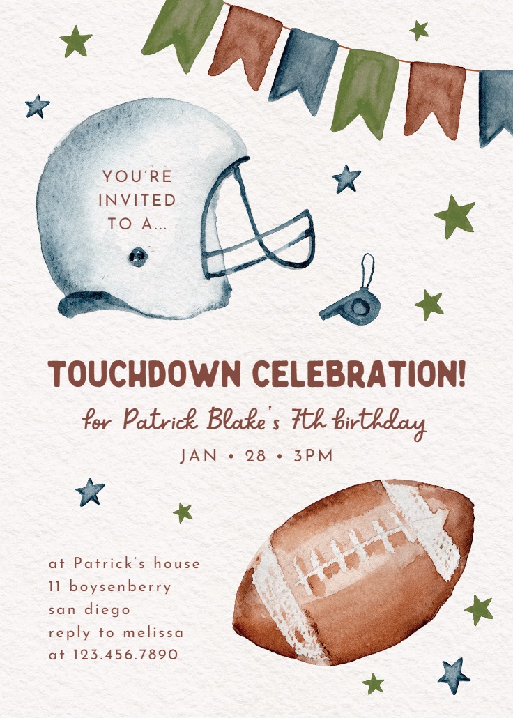 Touchdown Celebration - Birthday Invitation Template | Greetings Island