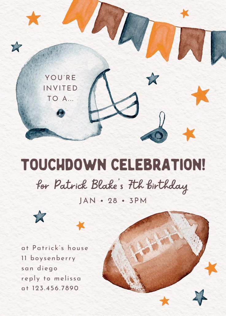 Touchdown Celebration - Birthday Invitation Template | Greetings Island