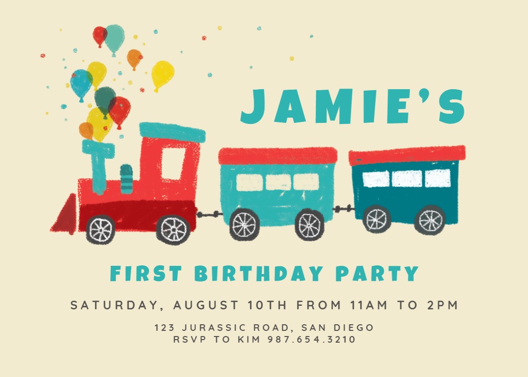 Train of joy - Birthday Invitation Template (Free) | Greetings Island