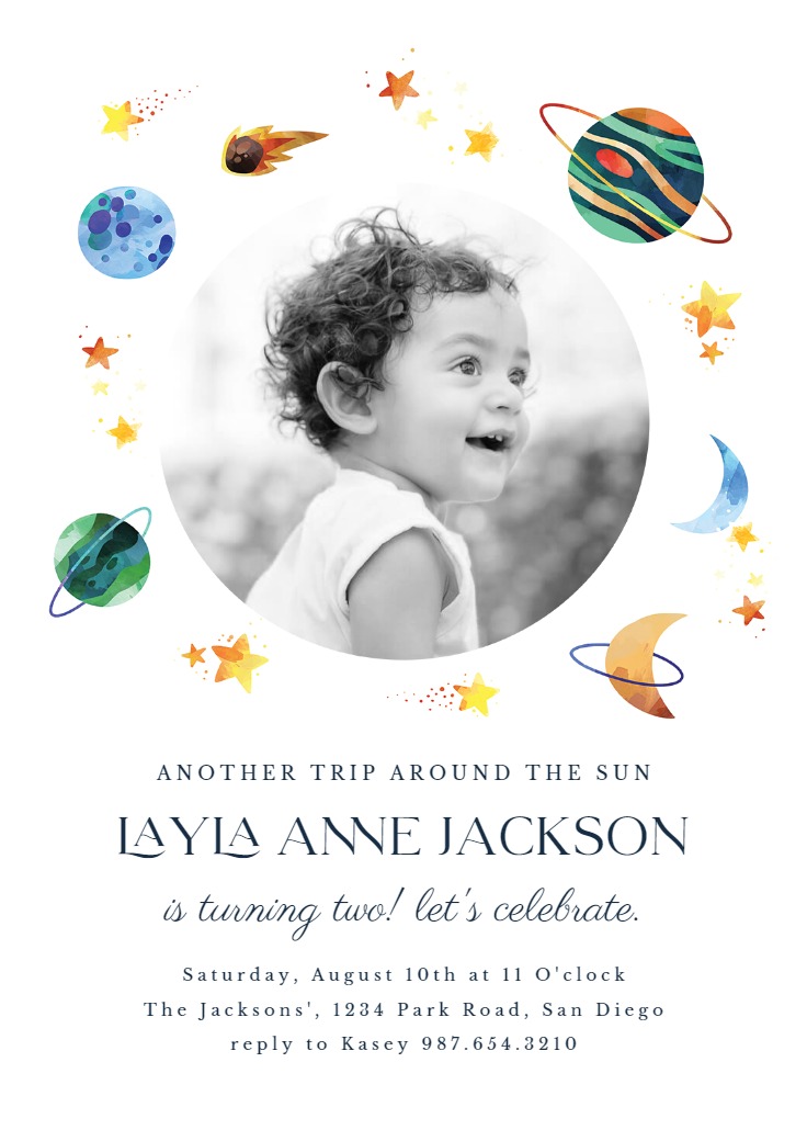 Trip Around The Sun - Birthday Invitation Template (Free) | Greetings ...