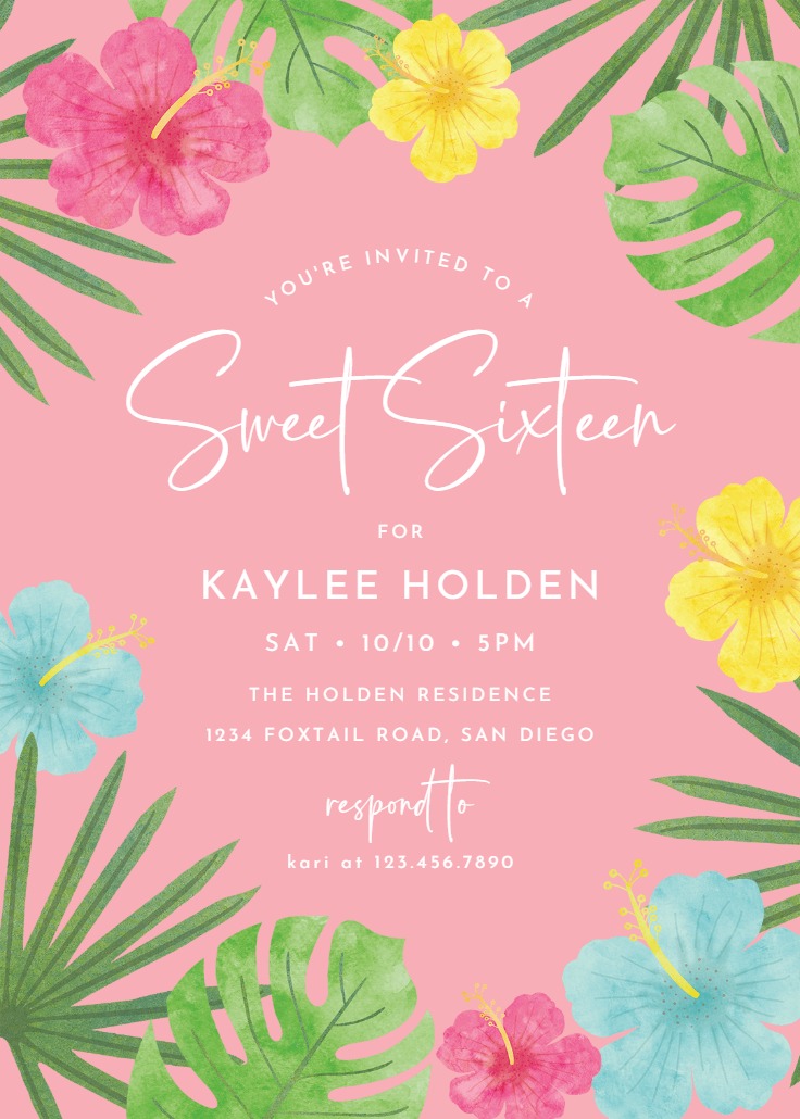 Tropical - Birthday Invitation Template (Free) | Greetings Island