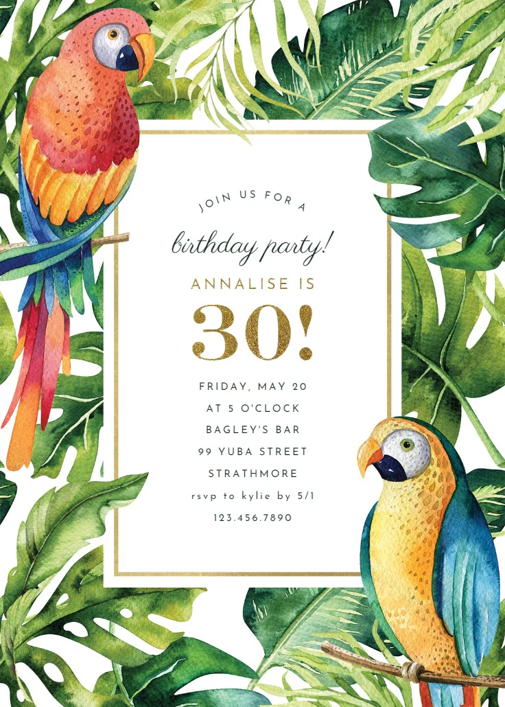Tropical garden - Birthday Invitation Template (Free) | Greetings Island