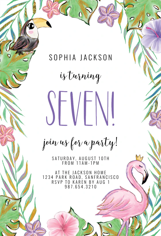 Tropical garden - Birthday Invitation Template (Free) | Greetings Island