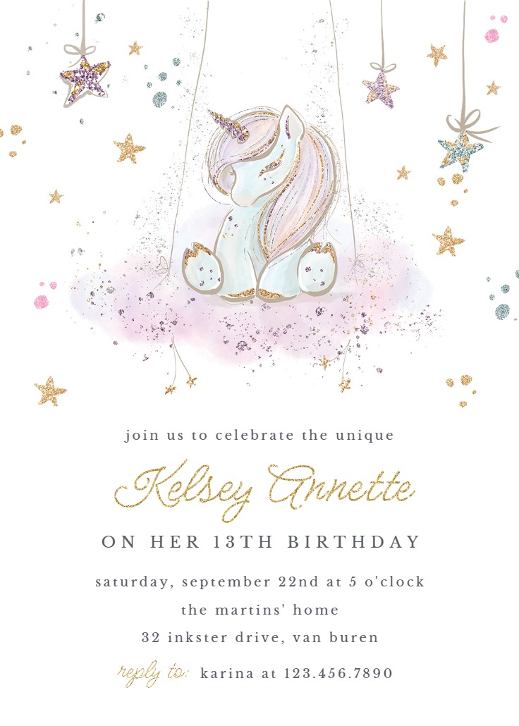 Uniquely Unicorn - Birthday Invitation Template | Greetings Island