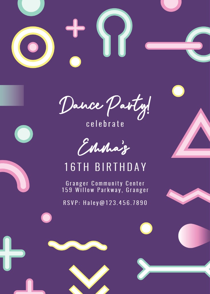 Vibrant Vibe Neon glow - Birthday Invitation Template (Free ...