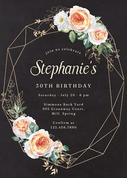 Floral Polygon Frame - Birthday Invitation Template | Greetings Island