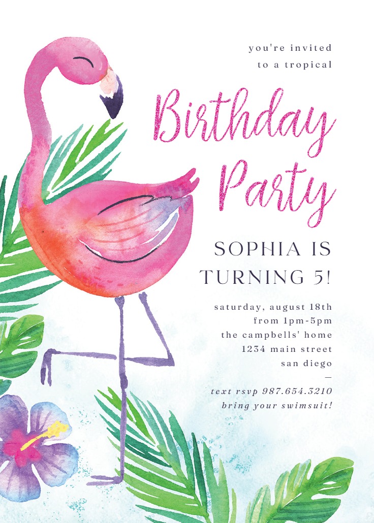 Palm Trees - Pool Party Invitation Template | Greetings Island