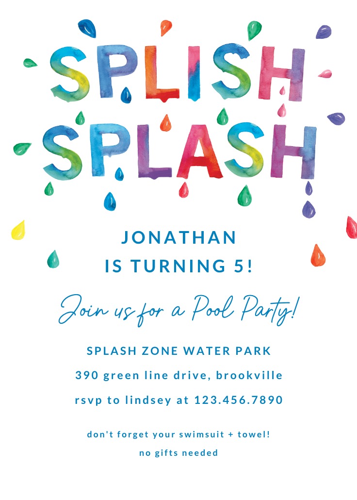 Splash - Pool Party Invitation Template | Greetings Island