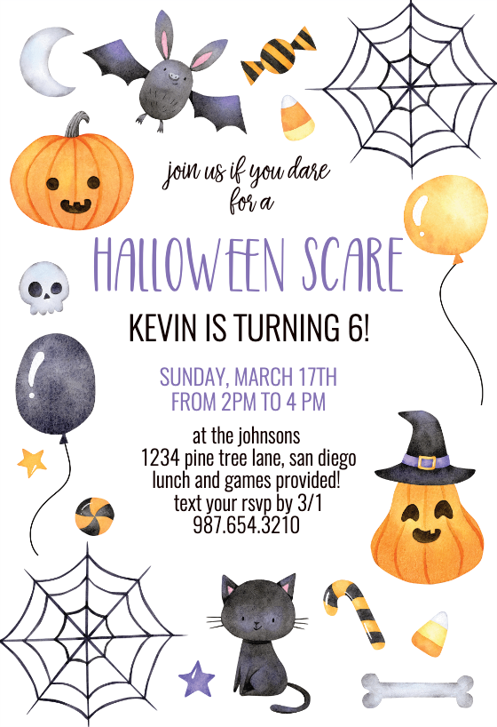Watercolor Spooky - Birthday Invitation Template (Free) | Greetings Island