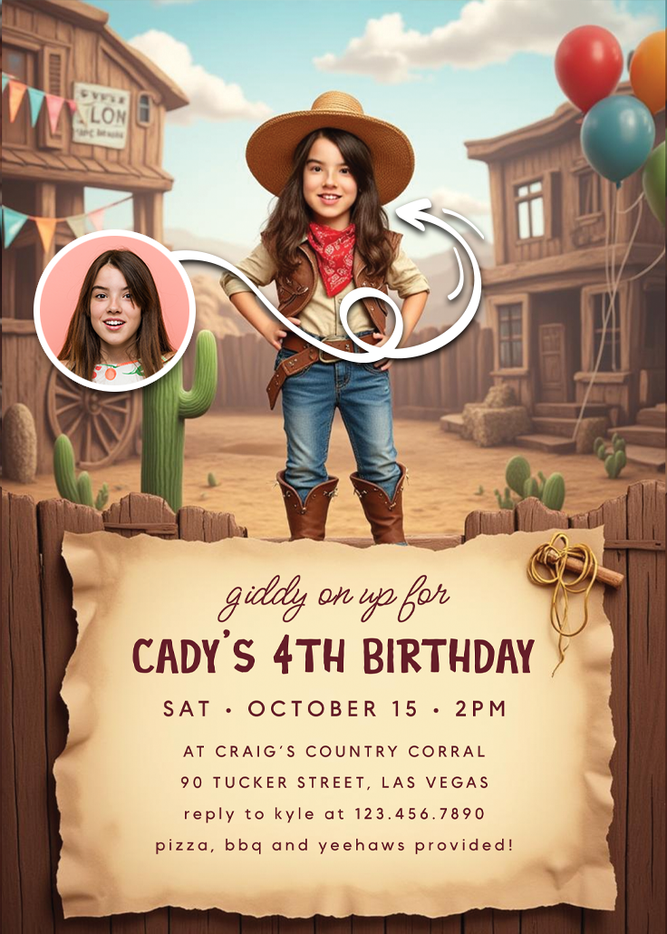 Western Cowboy - Birthday Invitation Template (Free) | Greetings Island