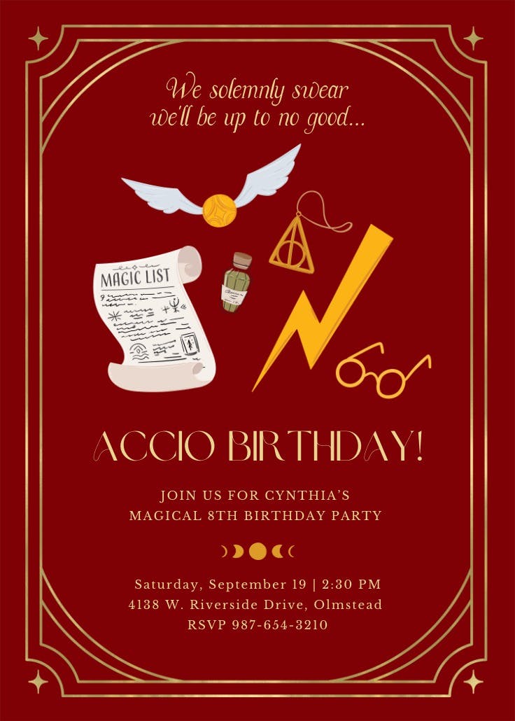 Witches and Wizards - Birthday Invitation Template (Free) | Greetings ...
