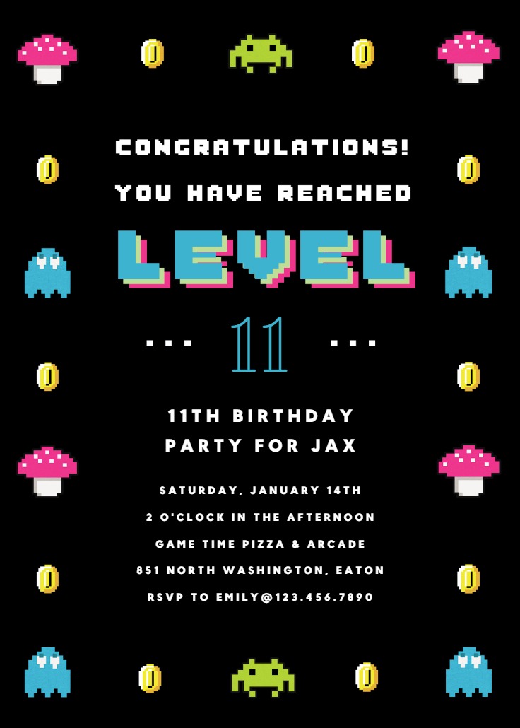 Video Game Party - Birthday Invitation Template (Free) | Greetings Island