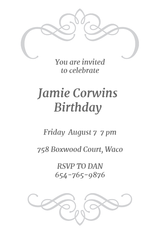 Formal Birthday Party Invitation