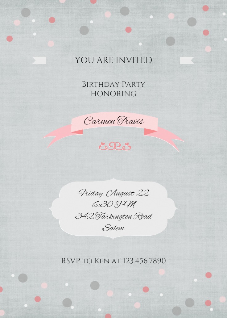 Dotted Edges - Birthday Invitation Template (Free) | Greetings Island