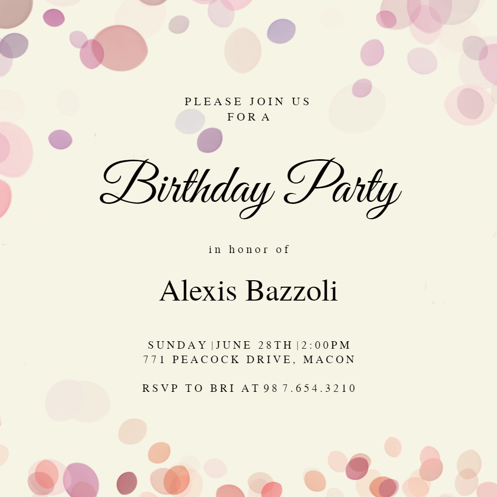 Filtered Bubbles - Birthday Invitation Template (Free) | Greetings Island