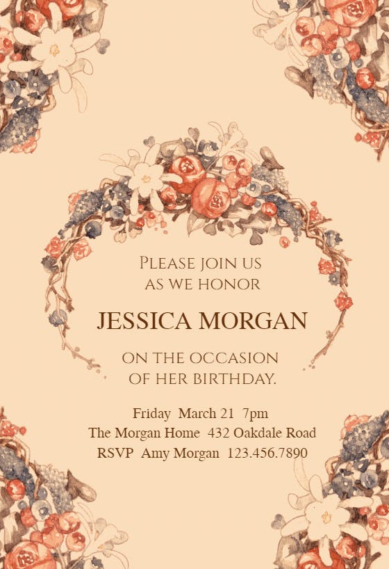 Floral Crown - Birthday Invitation Template (Free) | Greetings Island