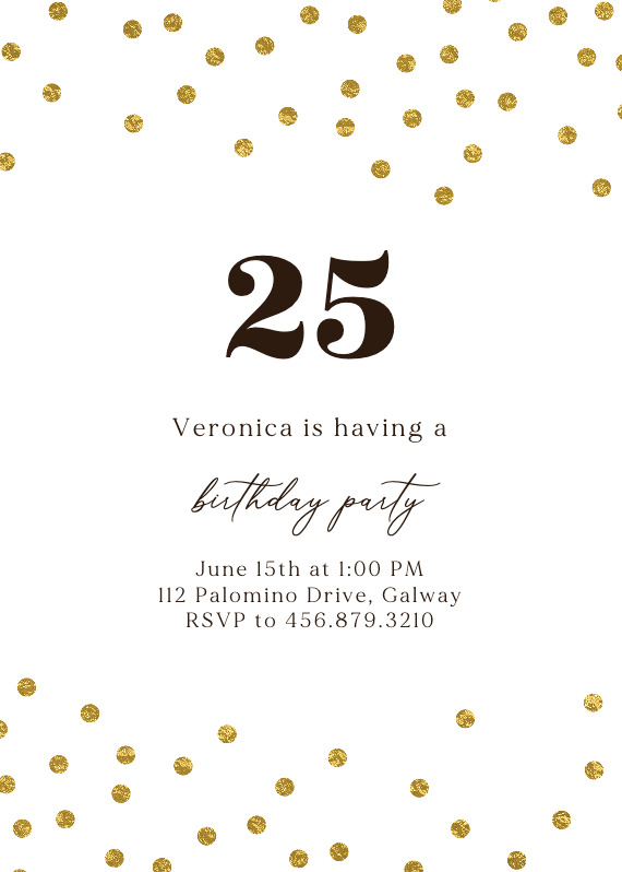Gold Confetti - Invitation Template (Free) | Greetings Island