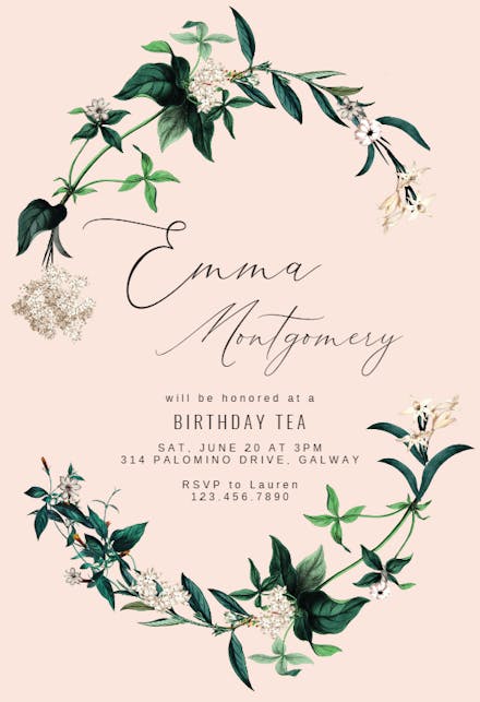 Hydrangea - Birthday Invitation Template | Greetings Island