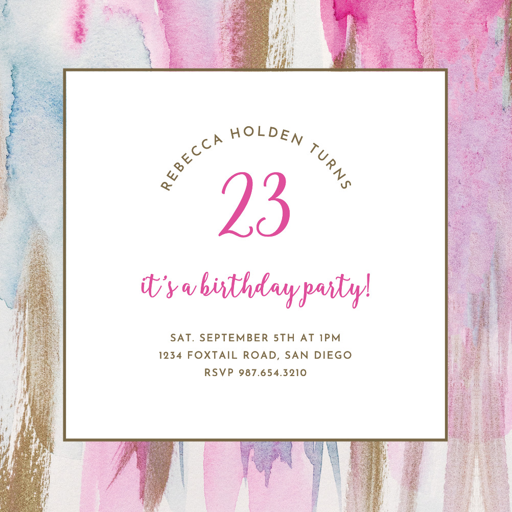 Painterly Pink - Birthday Invitation Template (Free) | Greetings Island