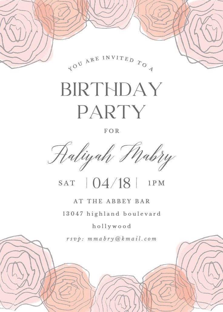 Calligraphy Frame - Birthday Invitation Template (Free) | Greetings Island