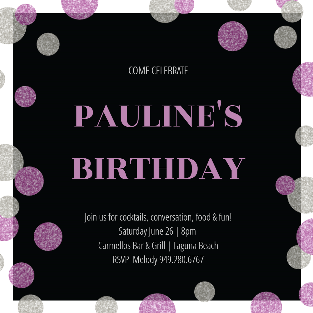 Purple Dots - Party Invitation Template (Free) | Greetings Island