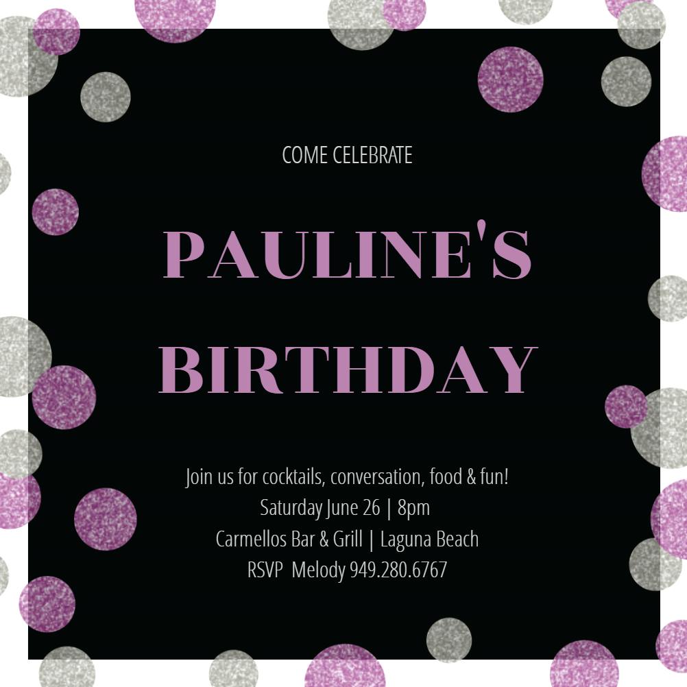 Purple Dots - Birthday Invitation Template (Free) | Greetings Island