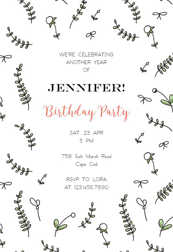 Flower Bed Borders - Birthday Invitation Template (Free) | Greetings Island