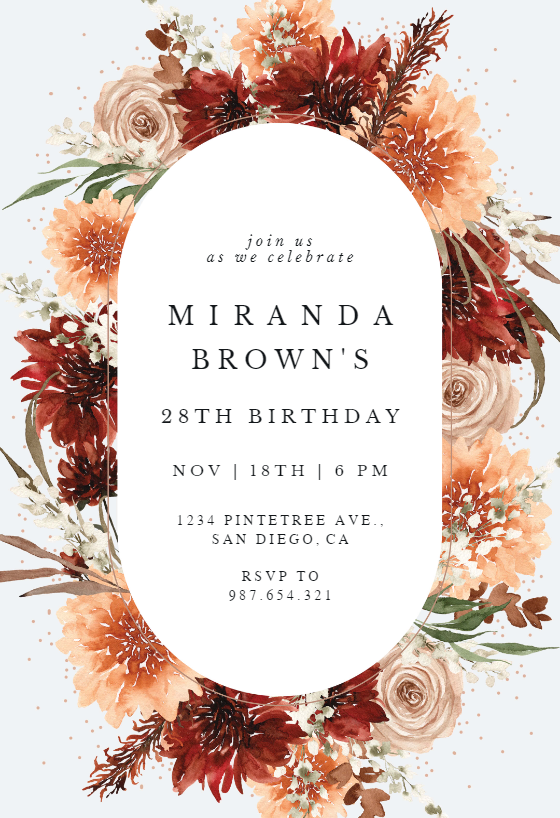 Bouquet Of Flowers - Birthday Invitation Template (Free) | Greetings Island