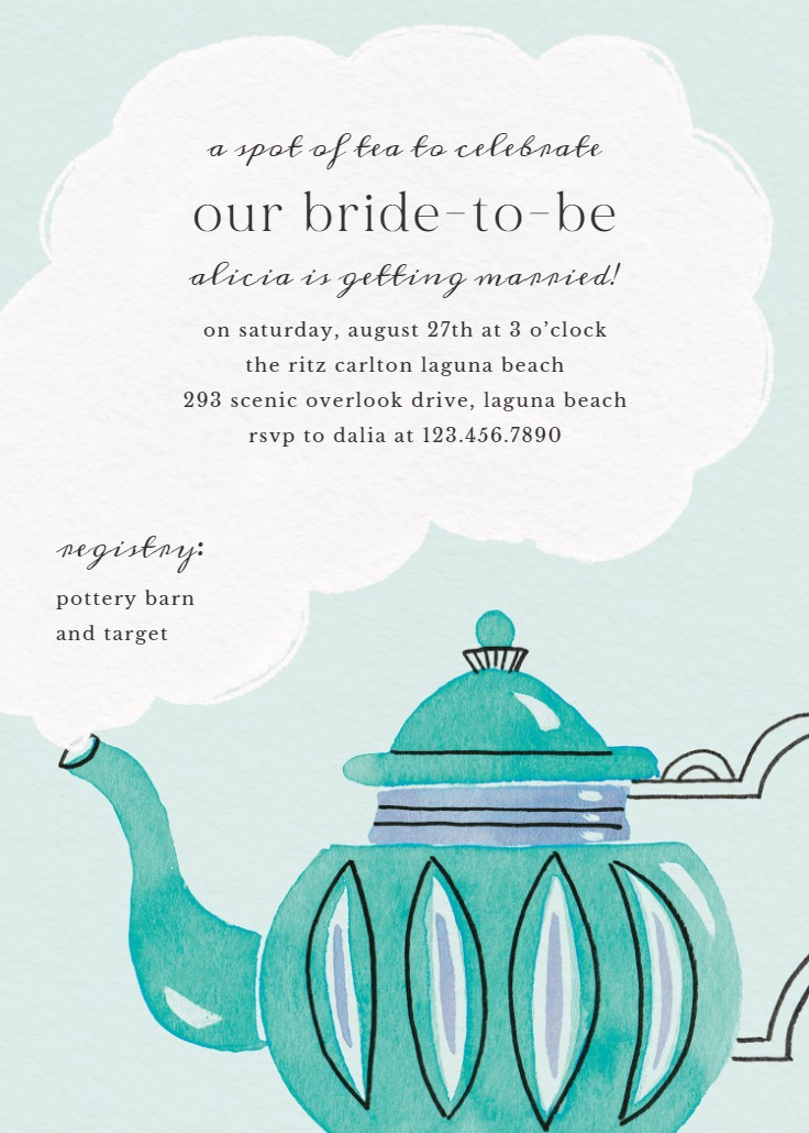 Colorful Teapot - Bridal Shower Invitation Template (Free) | Greetings ...