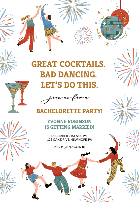 Dance Party - Bachelorette Party Invitation Template | Greetings Island