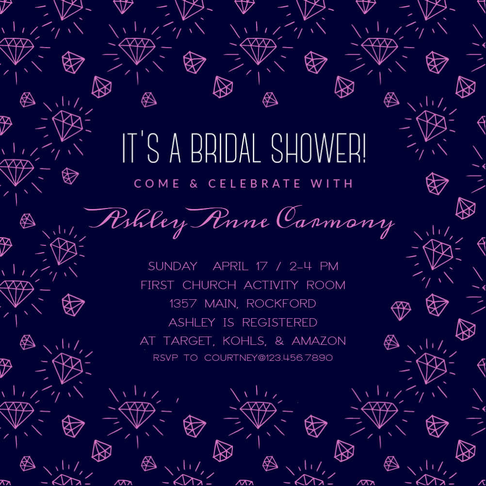 Diamonds - Bridal Shower Invitation Template (Free) | Greetings Island