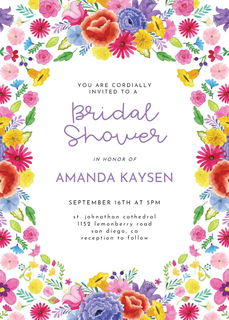 Fiesta Flowers - Bridal Shower Invitation Template (Free) | Greetings ...