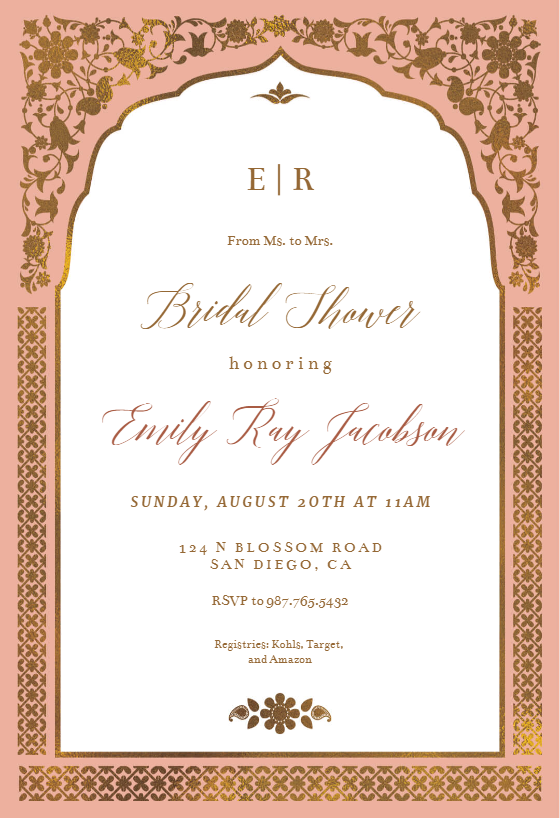 Elegant Henna - Bridal Shower Invitation Template | Greetings Island