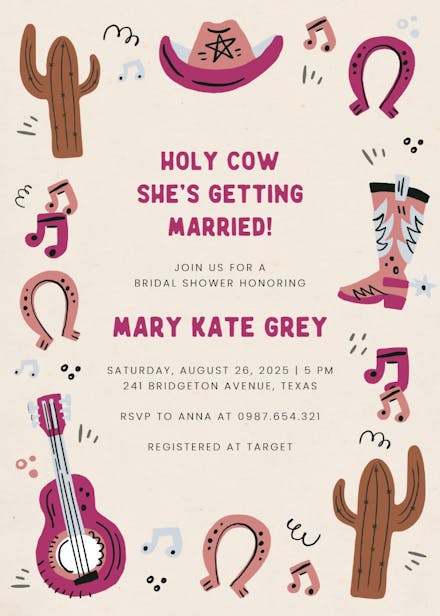 Holy Cow Bridal Shower - Bridal Shower Invitation Template | Greetings ...