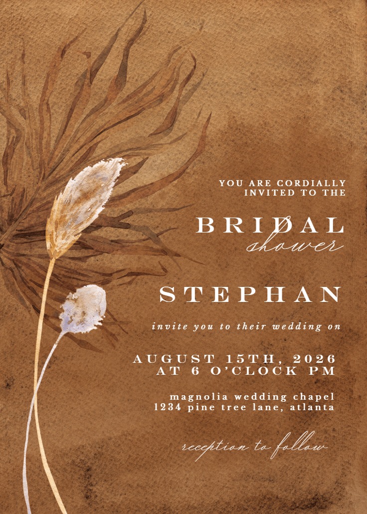 Papyrus and Pampas - Bridal Shower Invitation Template (Free ...