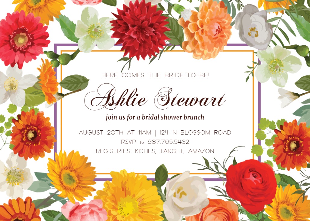 Spring Border - Bridal Shower Invitation Template (Free) | Greetings Island