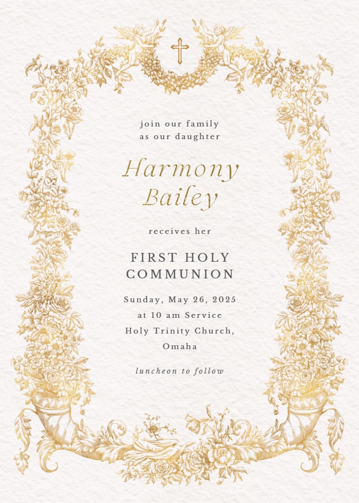 Autumn Cross - First Holy Communion Invitation Template | Greetings Island