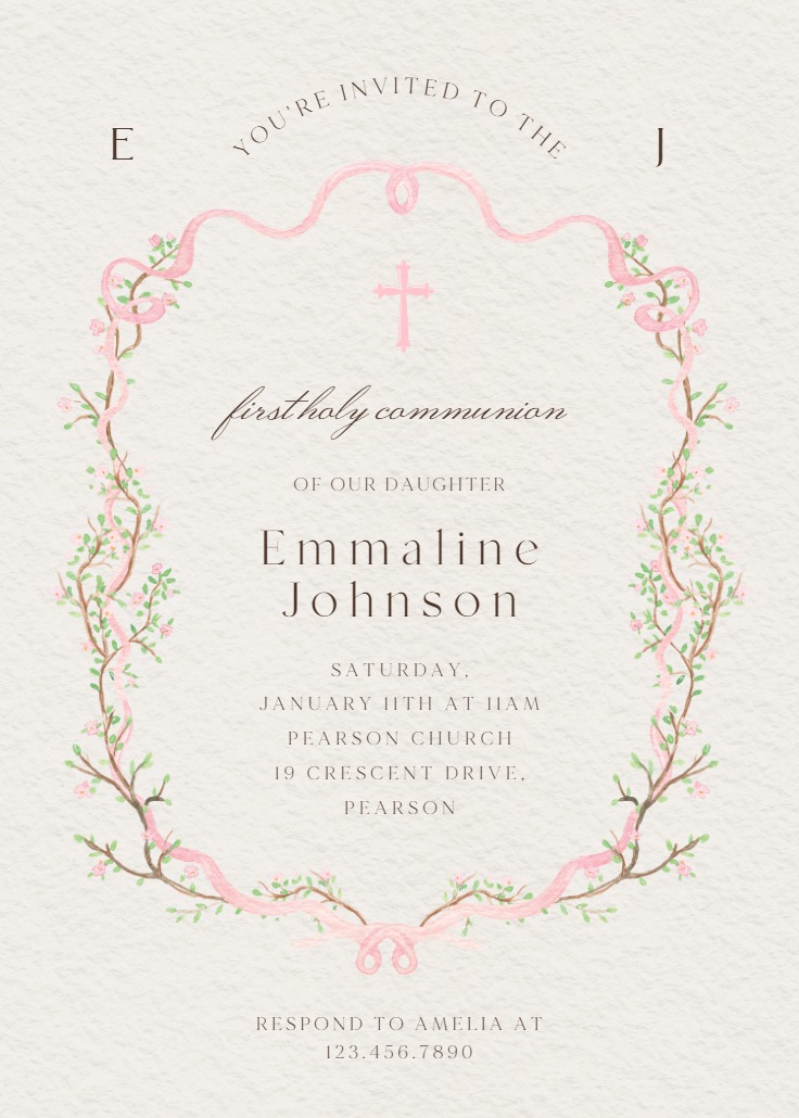 Blossom Communion - First Holy Communion Invitation Template (Free ...