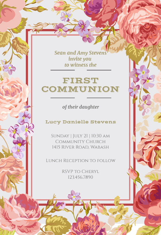 First Holy Communion Invitation Templates (Free) | Greetings Island