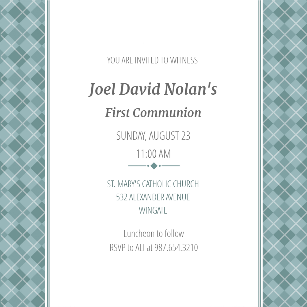 Thinline Border - First Holy Communion Invitation Template (Free ...