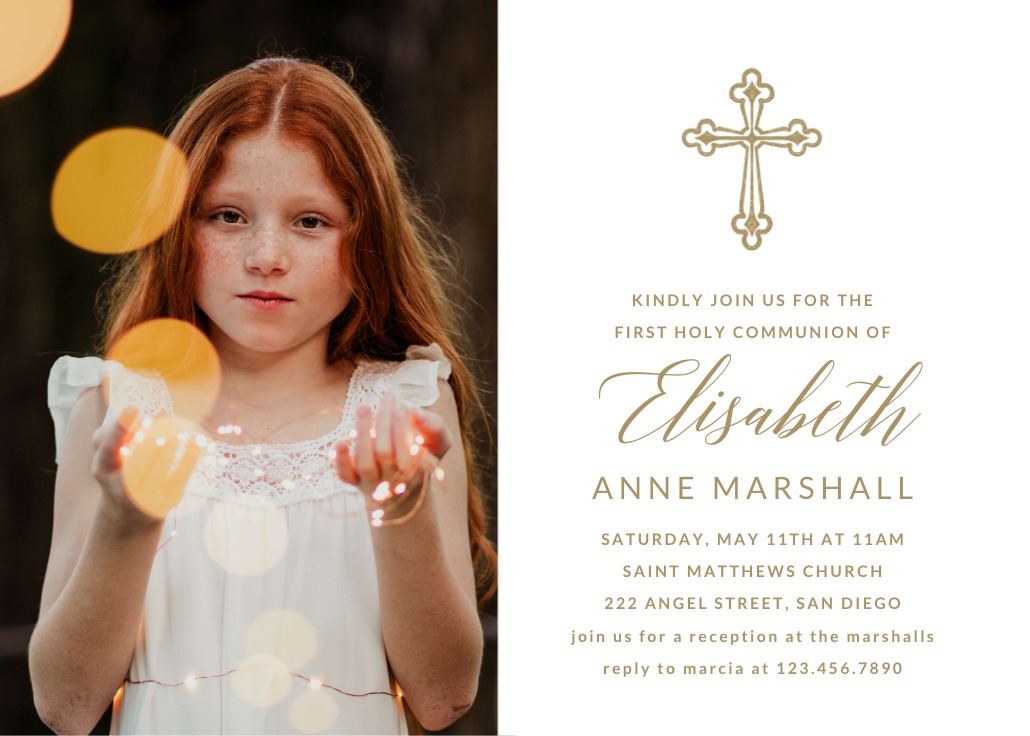 Simple - First Holy Communion Invitation Template (Free) | Greetings Island