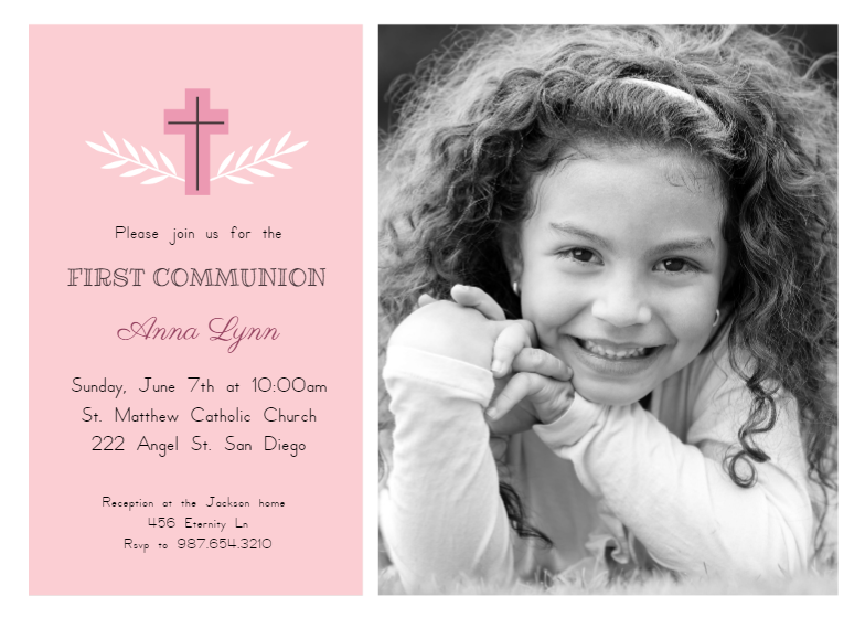 Cross - First Holy Communion Invitation Template (Free) | Greetings Island