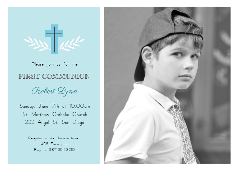 Modern Graphics Boy - First Holy Communion Invitation Template (Free ...