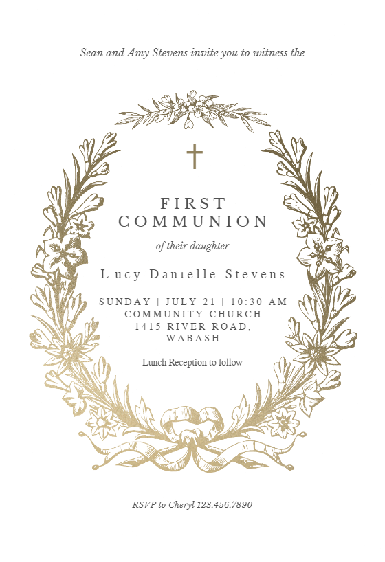 Traditional Frame - First Holy Communion Invitation Template ...