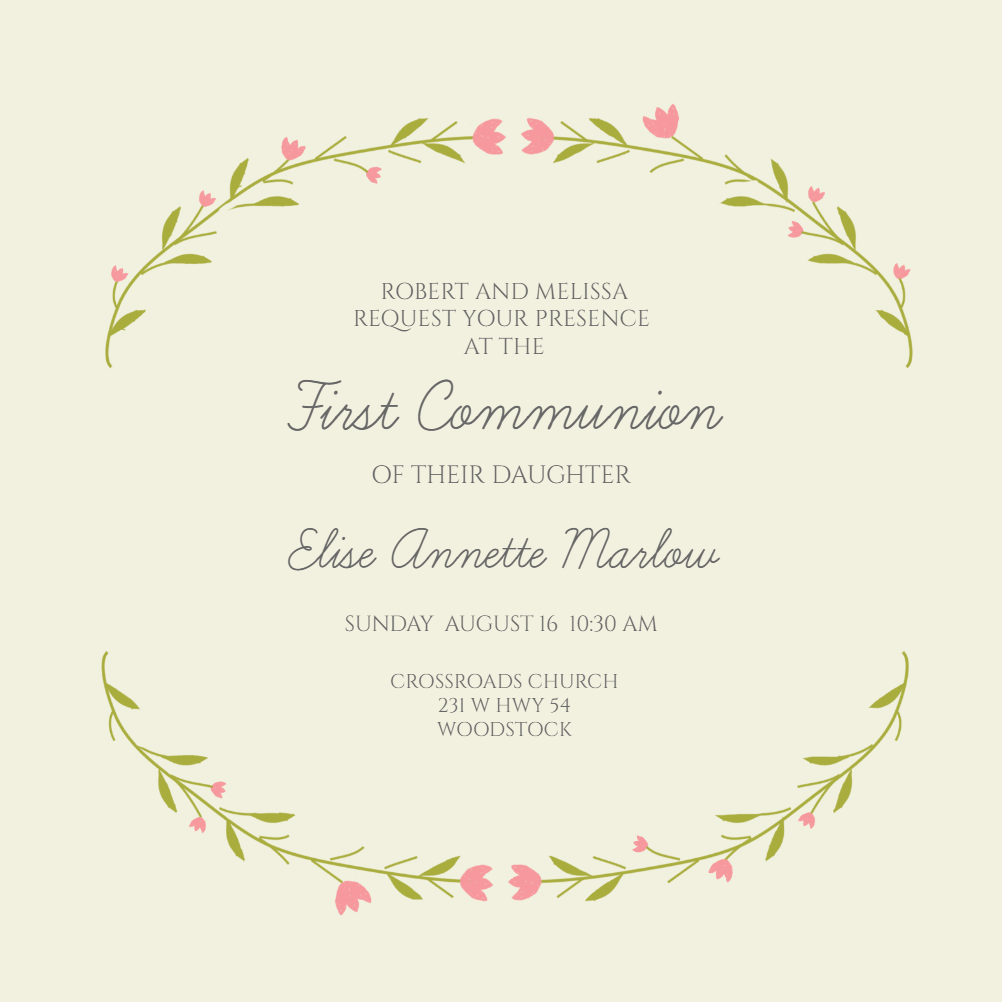 Bright Borders Square - First Holy Communion Invitation Template (Free ...
