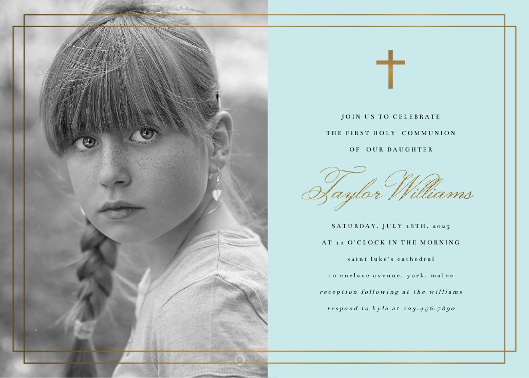 Simple - First Holy Communion Invitation Template (Free) | Greetings Island